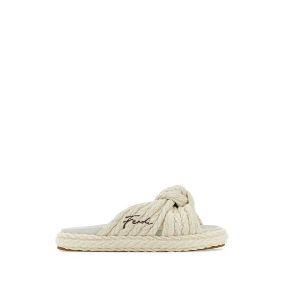 Fendi | Shoes | Fendi Ivory Fabric Fendi Feel Slippers | Poshmark